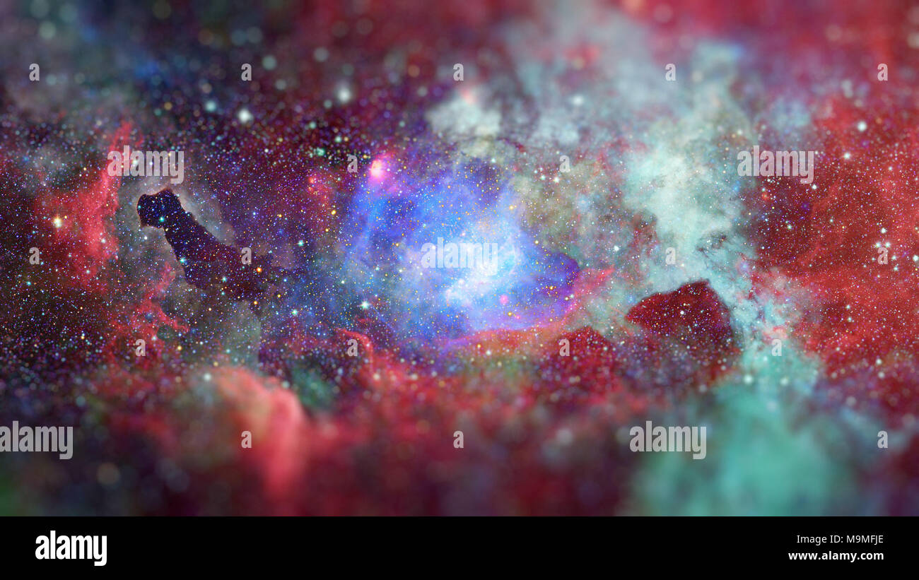 Nebula and stars in outer space. Science fiction art with small DOF ...