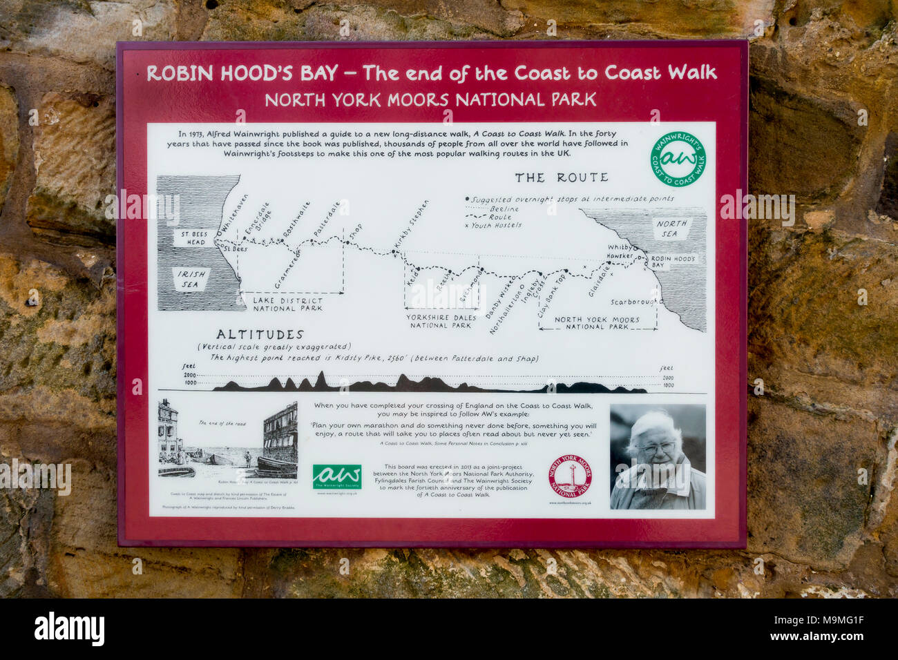 Coast to Coast route map and information wall mounted at Robin Hoods ...