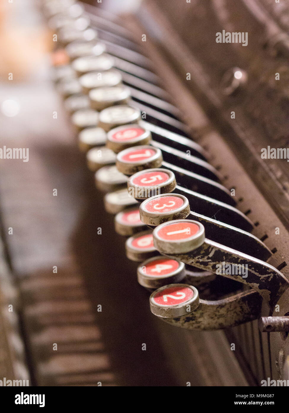 Detail of an Old Manual Cash Register: The keys of an old hand operated ...