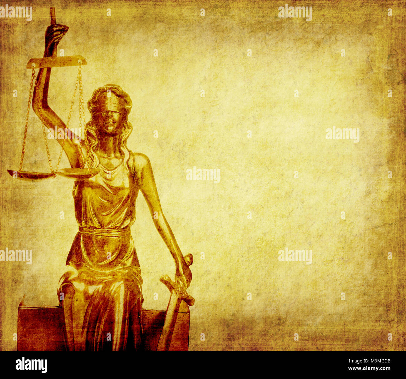 Statue of justice on old paper background, law concept Stock Photo - Alamy
