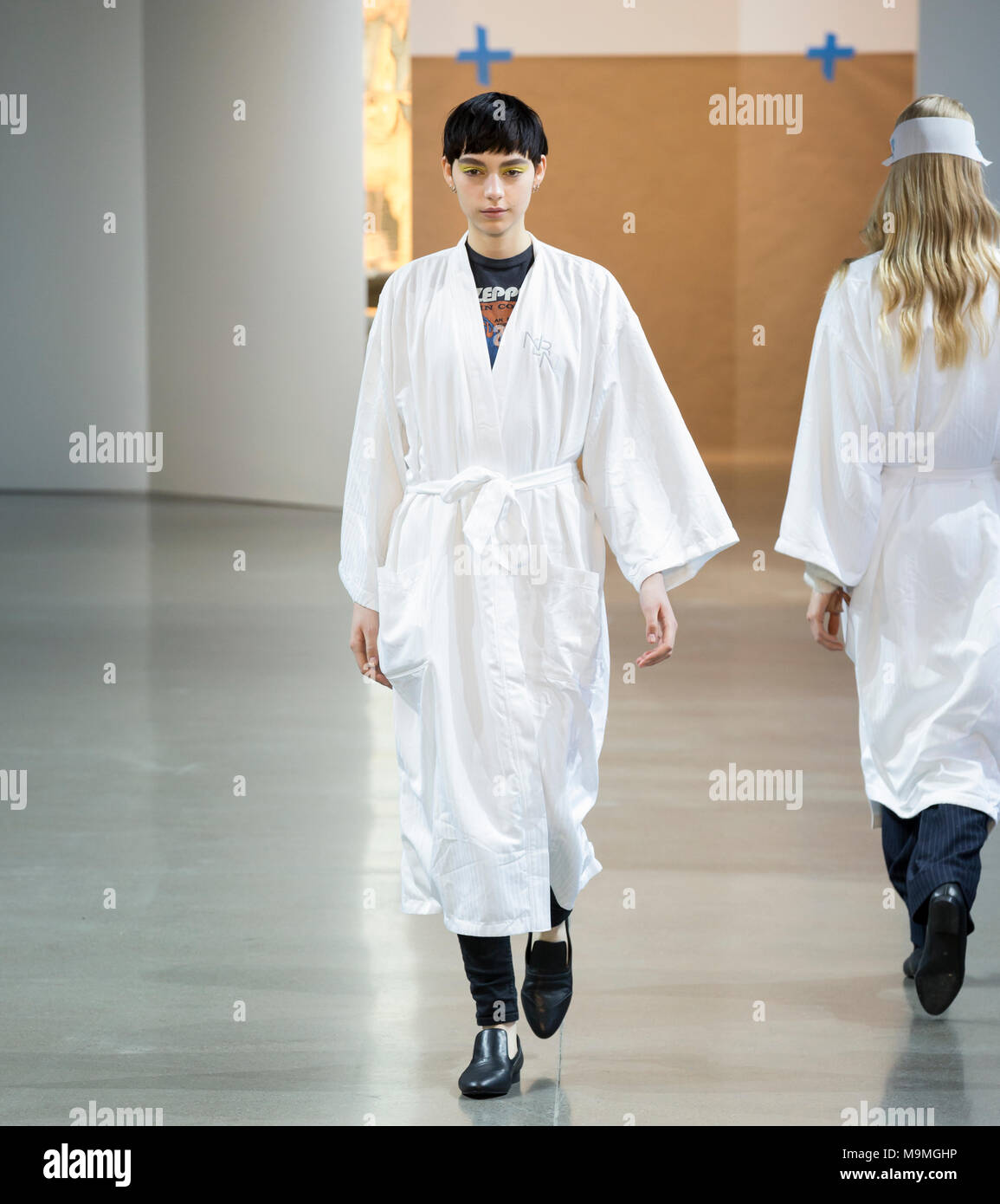 NEW YORK, NY - February 08, 2018: Ninouk Akkerman walks during ...