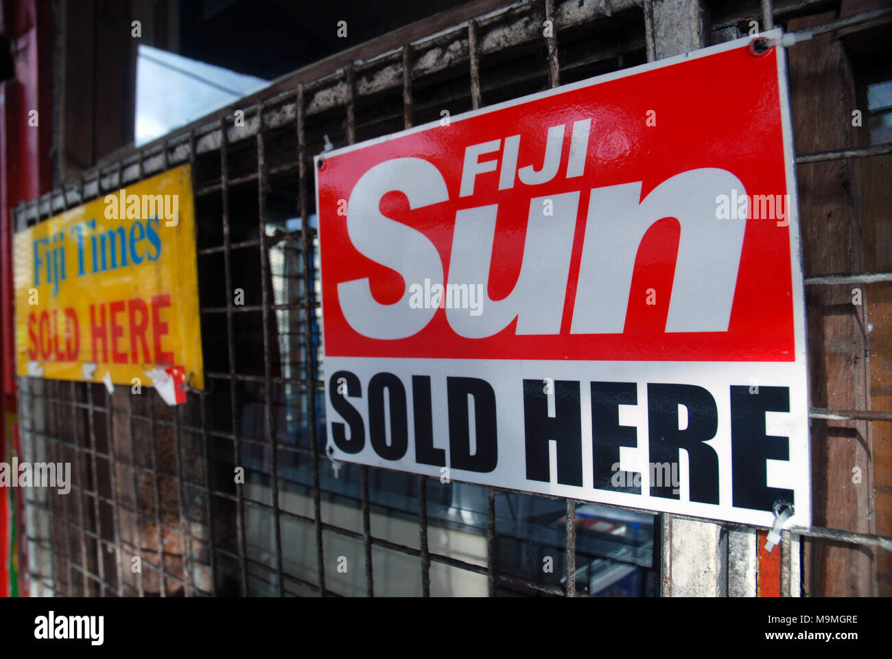 Fiji Sun Sold Here sign, Suva, Fiji Stock Photo - Alamy