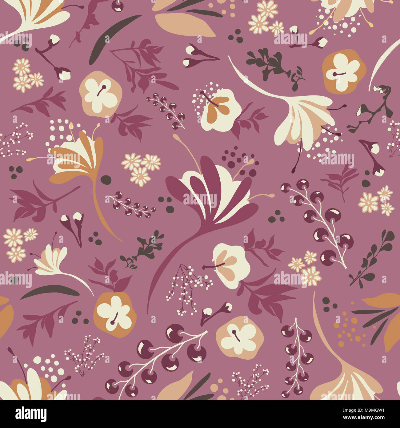 Background seamless repeating pattern of beautiful blooms on plum Stock Photo - Alamy