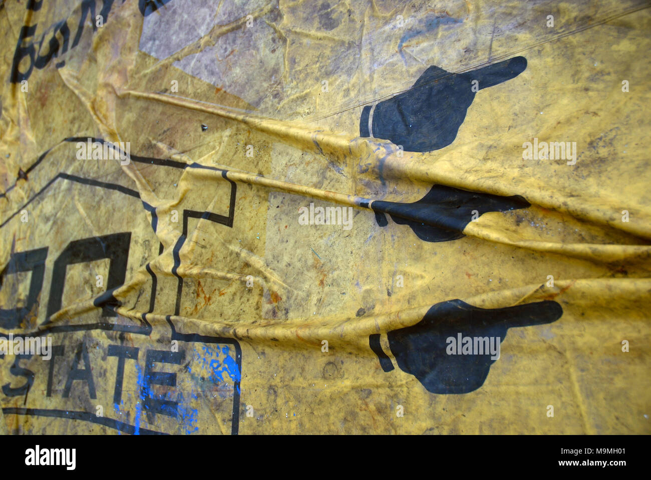 Old yellow tarp advertising sign, Suva, Fiji Stock Photo - Alamy