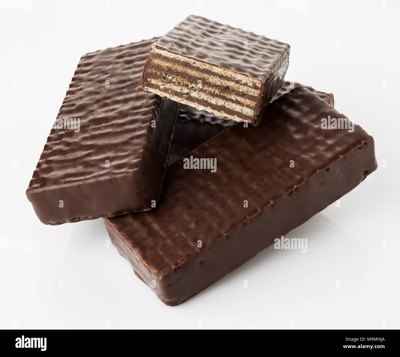 chocolate wafers with chocolate filling on a white background Stock ...