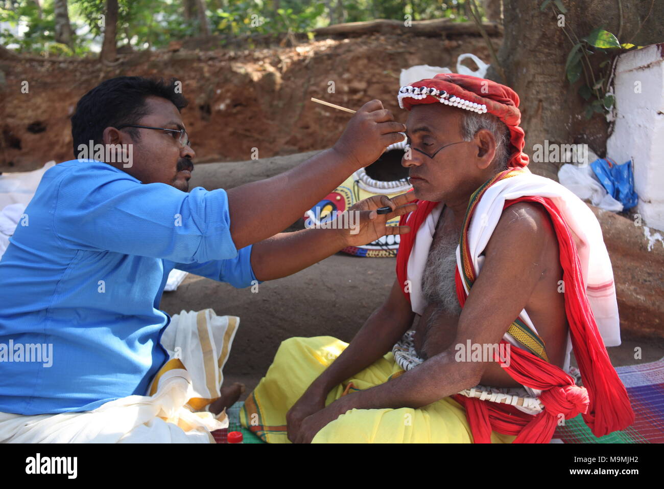 make up of kaali,for a temple festival.it is a ritualistic art form ...