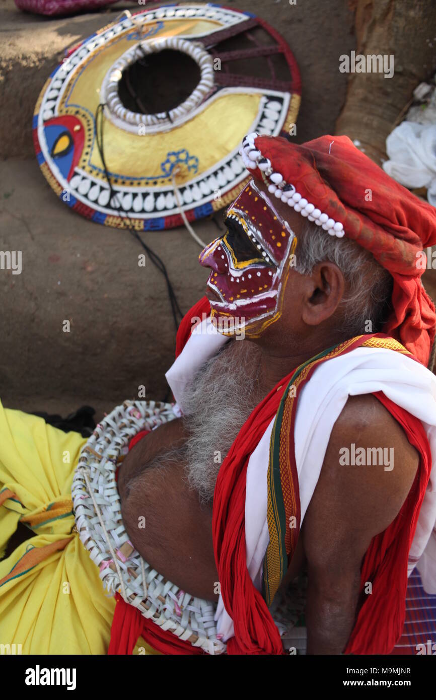 make up of kaali,for a temple festival.it is a ritualistic art form ...
