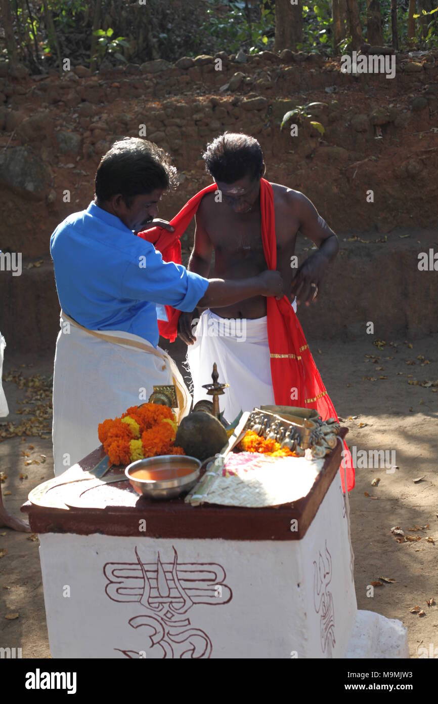 make up of kaali,for a temple festival.it is a ritualistic art form ...