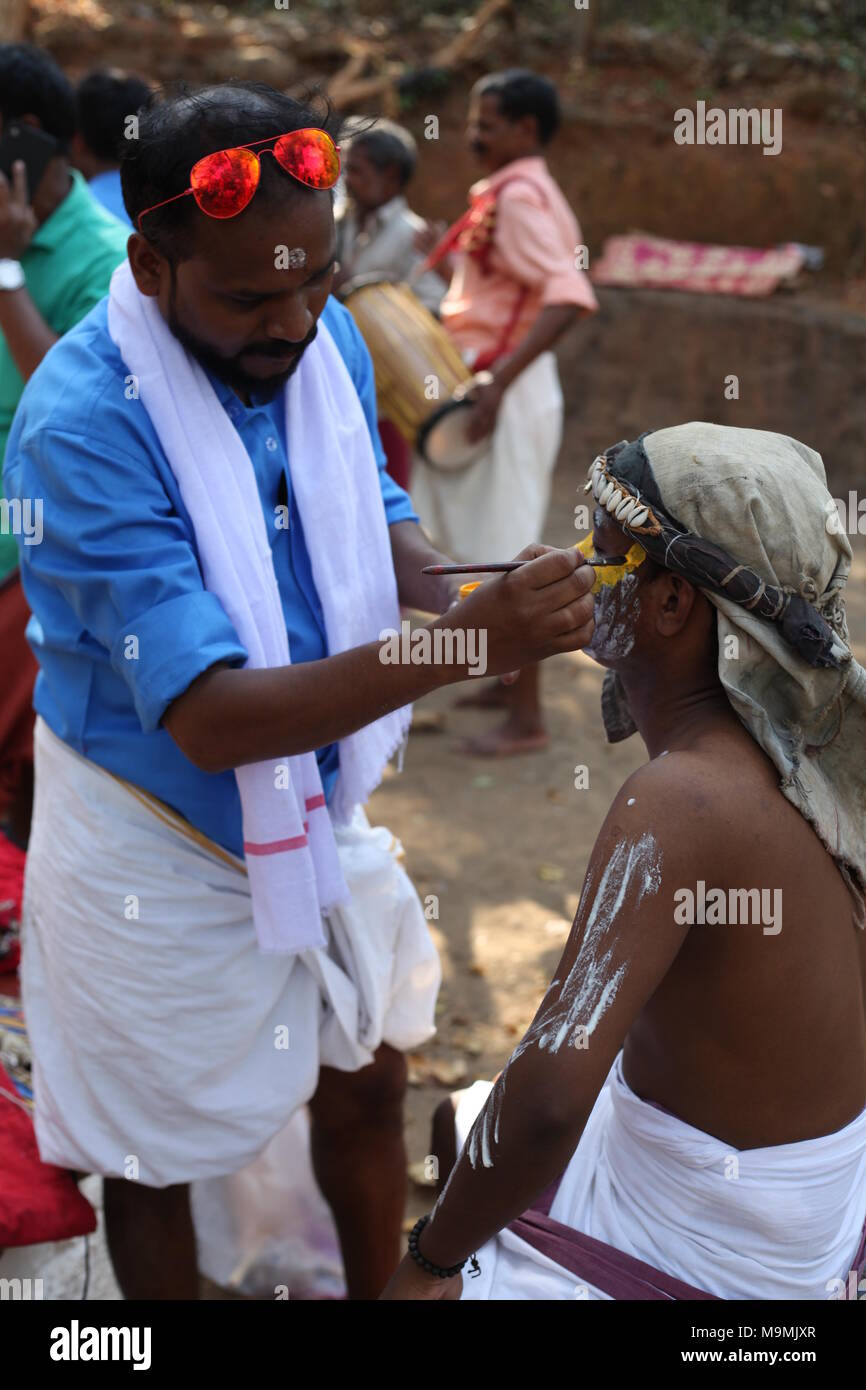 make up of kaali,for a temple festival.it is a ritualistic art form ...