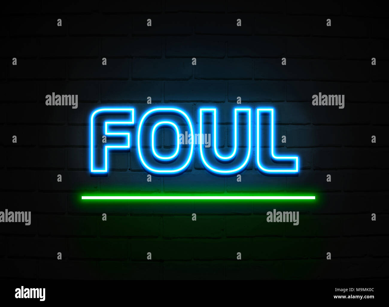 Foul neon sign - Glowing Neon Sign on brickwall wall - 3D rendered ...
