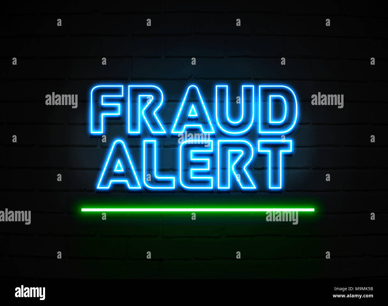 Fraud Alert neon sign - Glowing Neon Sign on brickwall wall - 3D ...