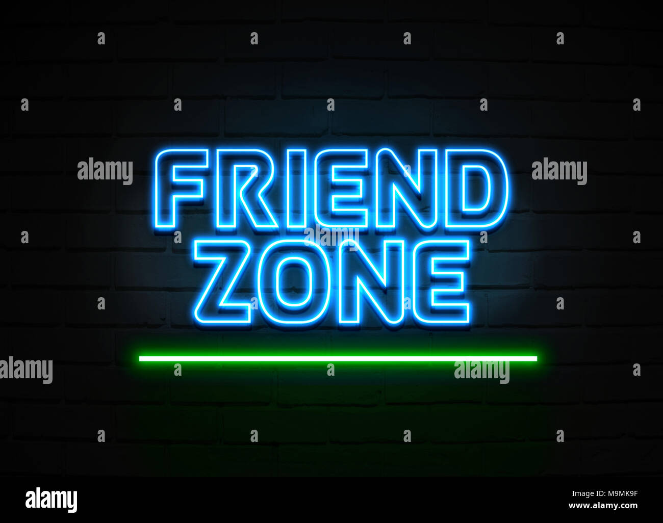 Friend Zone Neon Sign Glowing Neon Sign On Brickwall Wall 3d