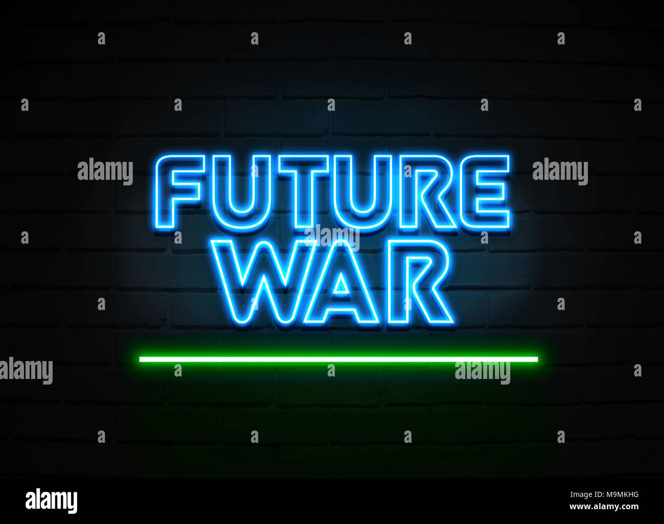 Future War neon sign - Glowing Neon Sign on brickwall wall - 3D ...