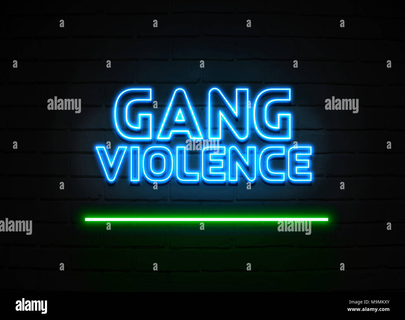 Gang Violence neon sign - Glowing Neon Sign on brickwall wall - 3D ...