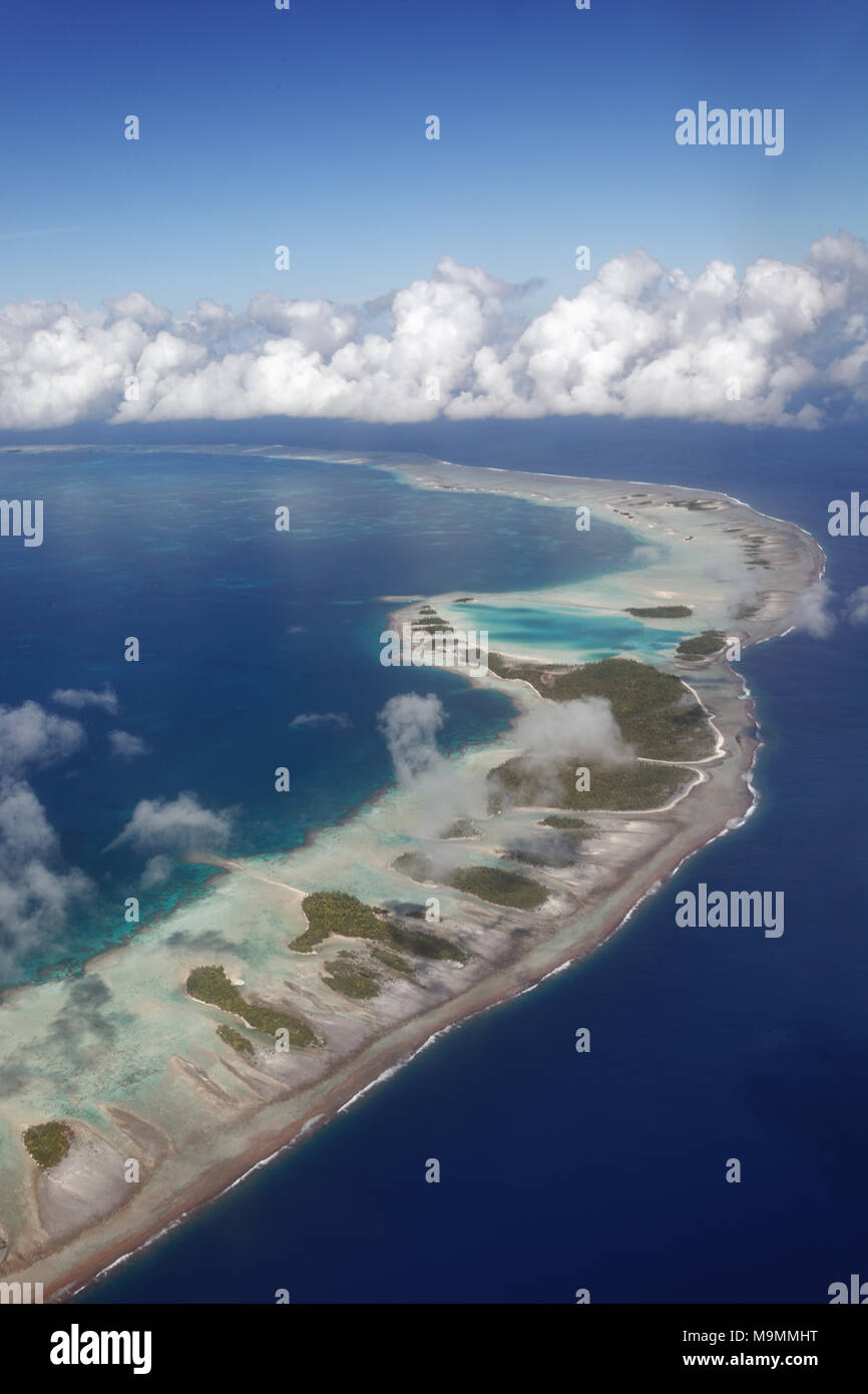 Aerial photo, Ringatoll, Rangiroa, society islands, Windward Islands ...