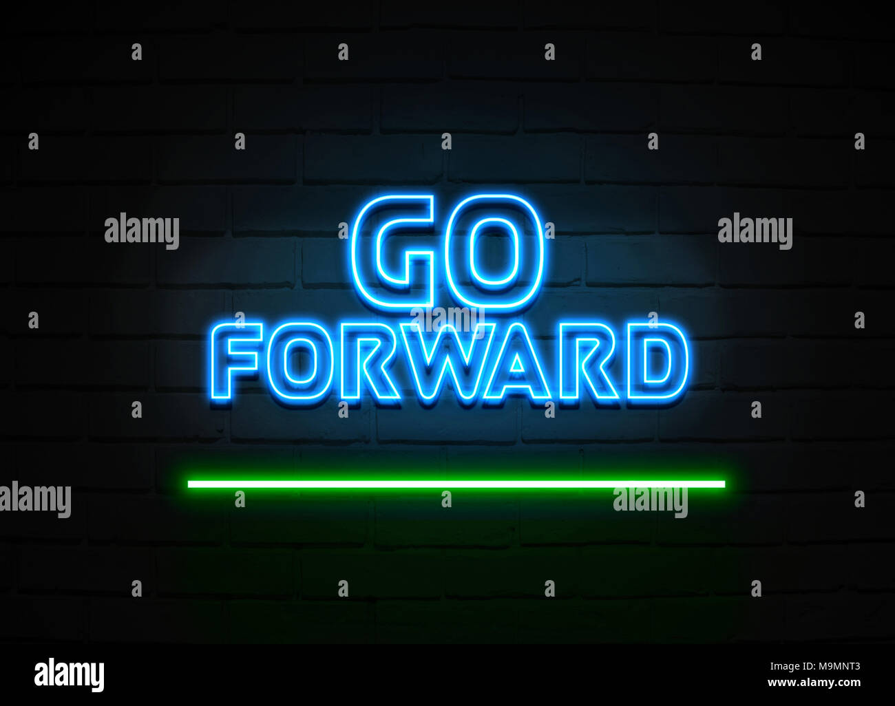 Go Forward neon sign - Glowing Neon Sign on brickwall wall - 3D ...