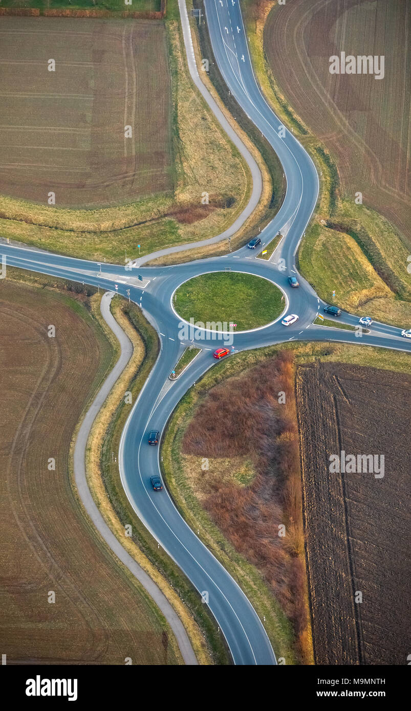 Aerial view, Roundabout Südkirchener Straße and L514 Lipperandstraße ...
