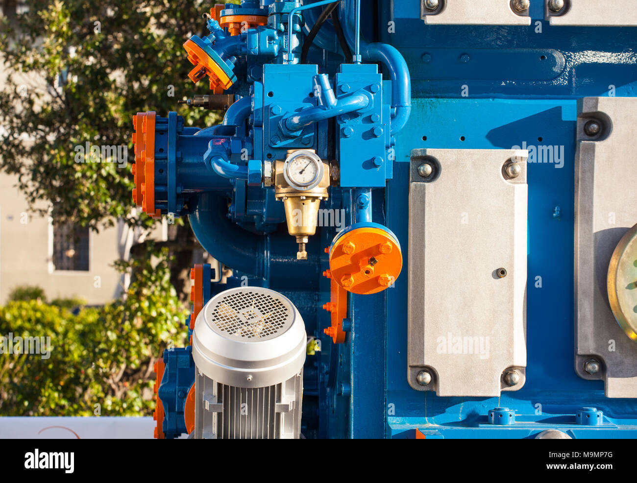 View of a Six-cylinder engine for vessel Stock Photo - Alamy