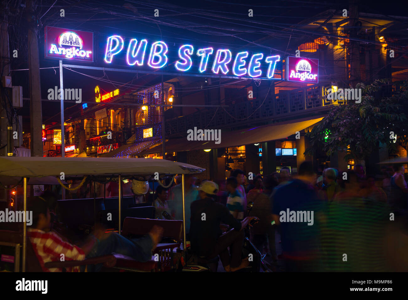 Neon Lights Lettering Nightmarket Pub Street By Night Nightlife