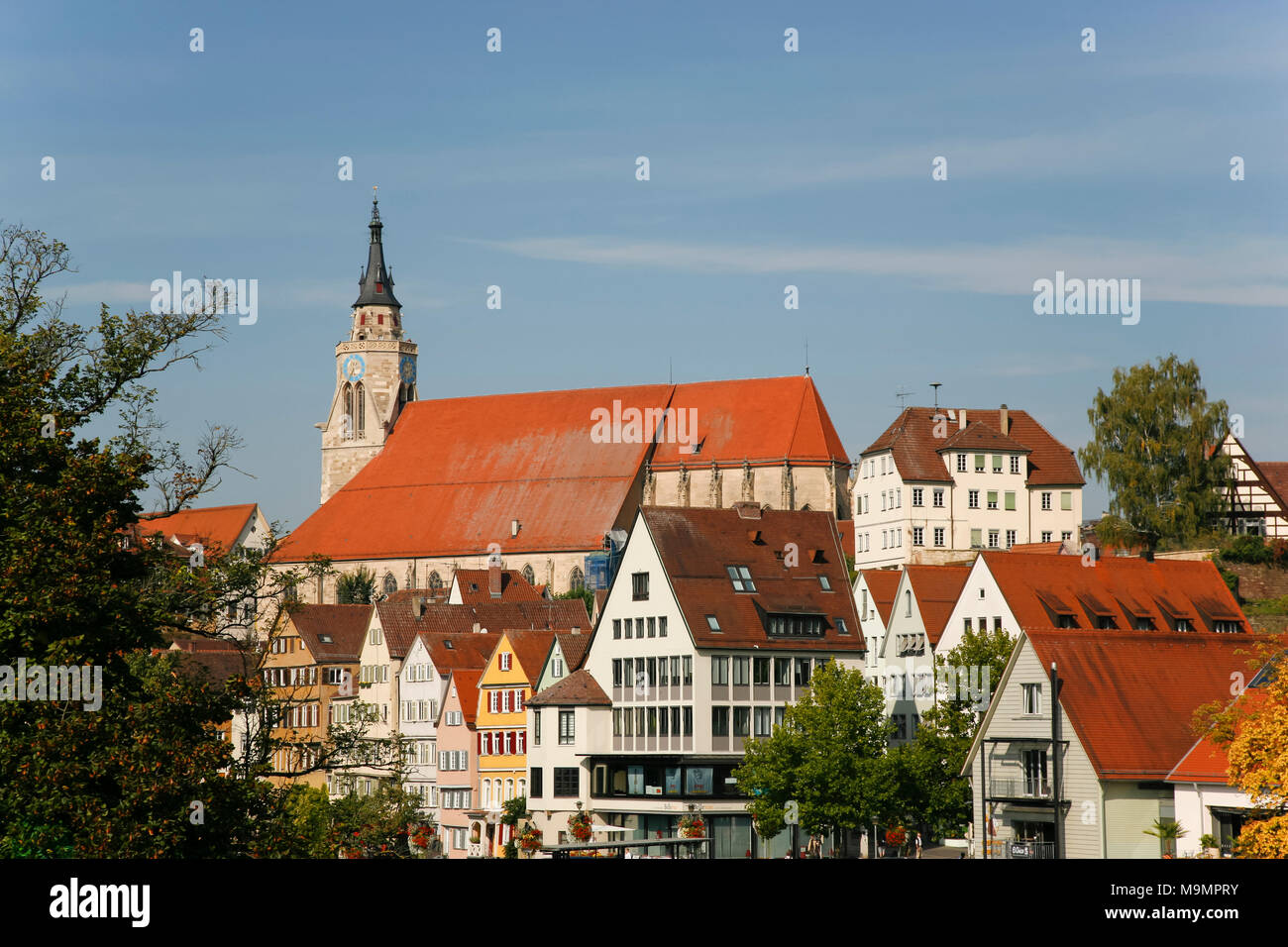 Old town with collegiate church, Tubingen, Baden-Württemberg, Germany ...
