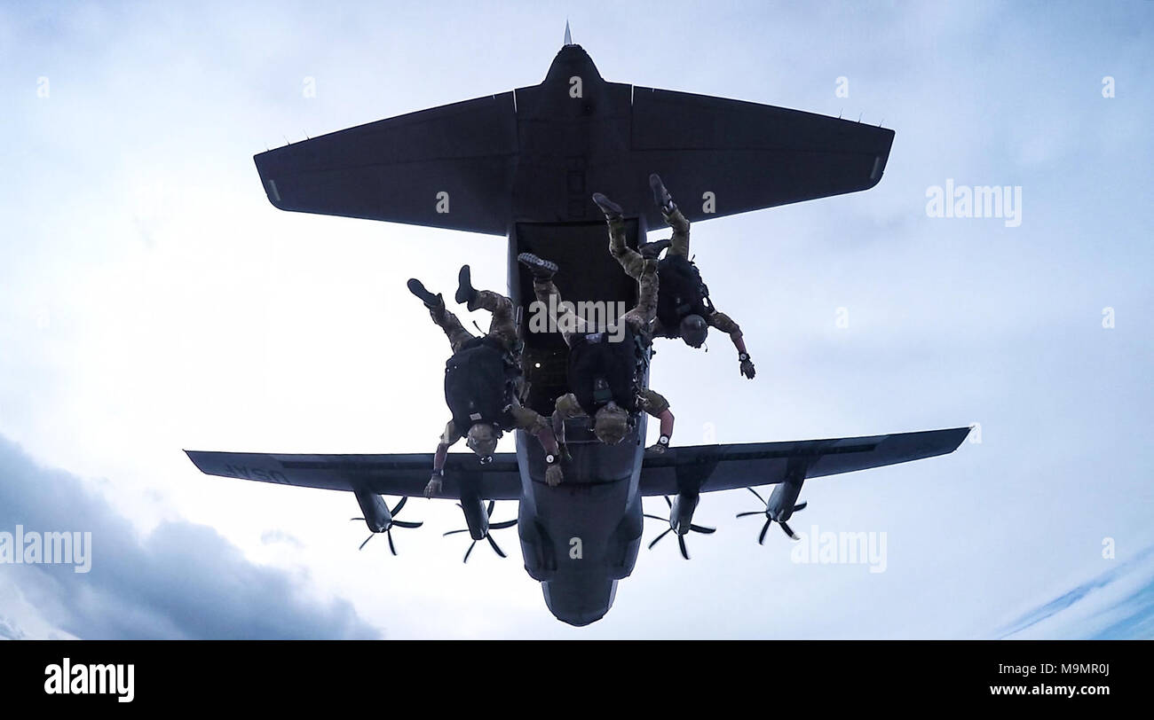 A U.S. Air Force Guardian Angel Team, consisting of pararescuemen ...