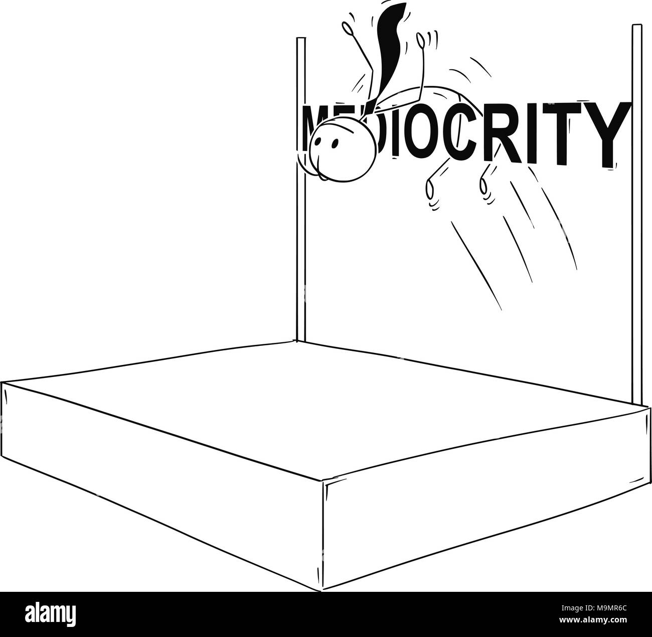 Cartoon of Businessman Doing High Jump over Mediocrity Stock Vector ...