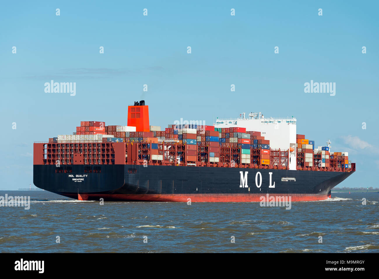 Container ship on lower elbe hi-res stock photography and images - Alamy