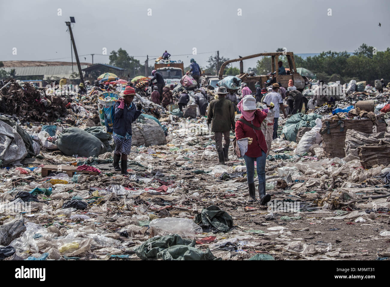 Garbage collectors on rubbish dump on the outskirts, Phnom Penh ...