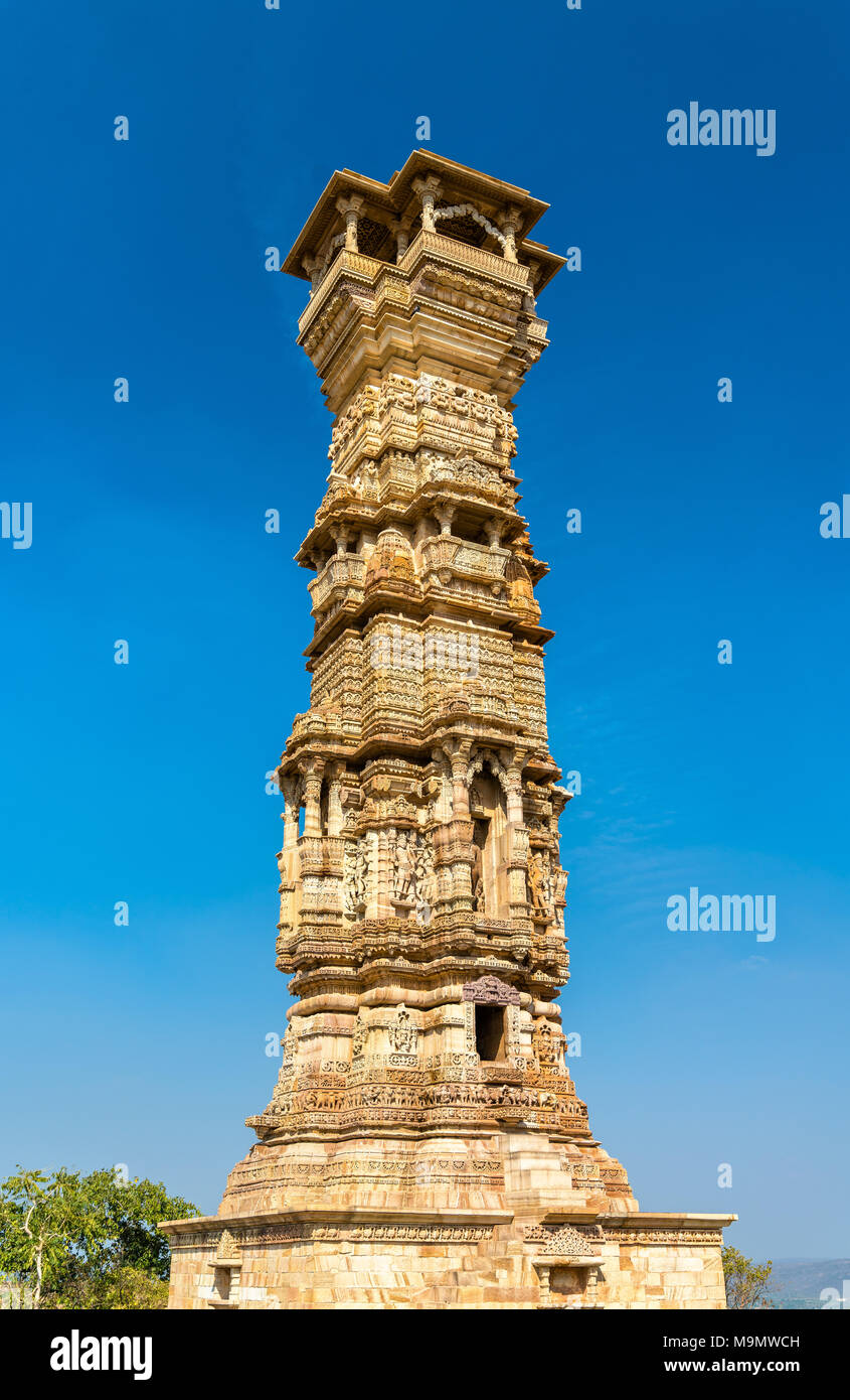 Kirti Stambha Tower at Chittorgarh Fort. UNESCO world heritage site in ...