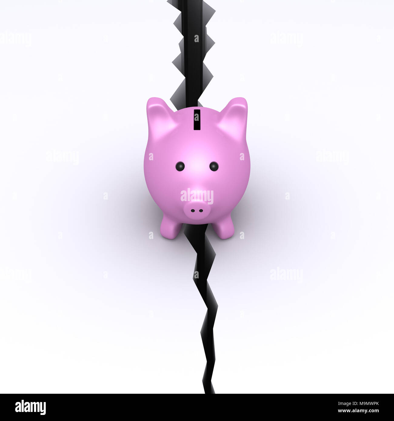 3d pig money box on a ground with an increasing crack Stock Photo - Alamy
