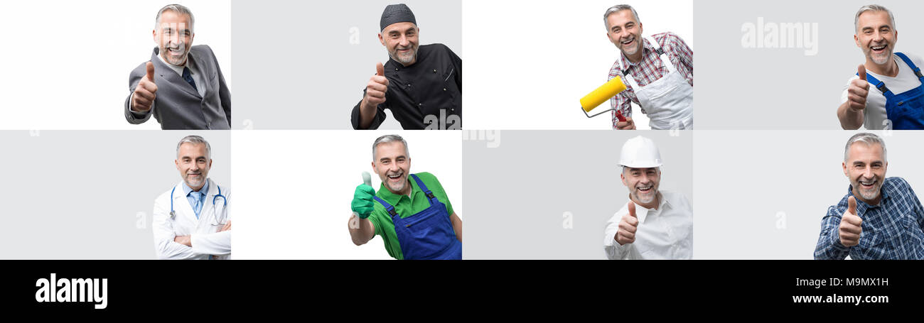 Collage of male smiling professional workers portraits, human resources ...