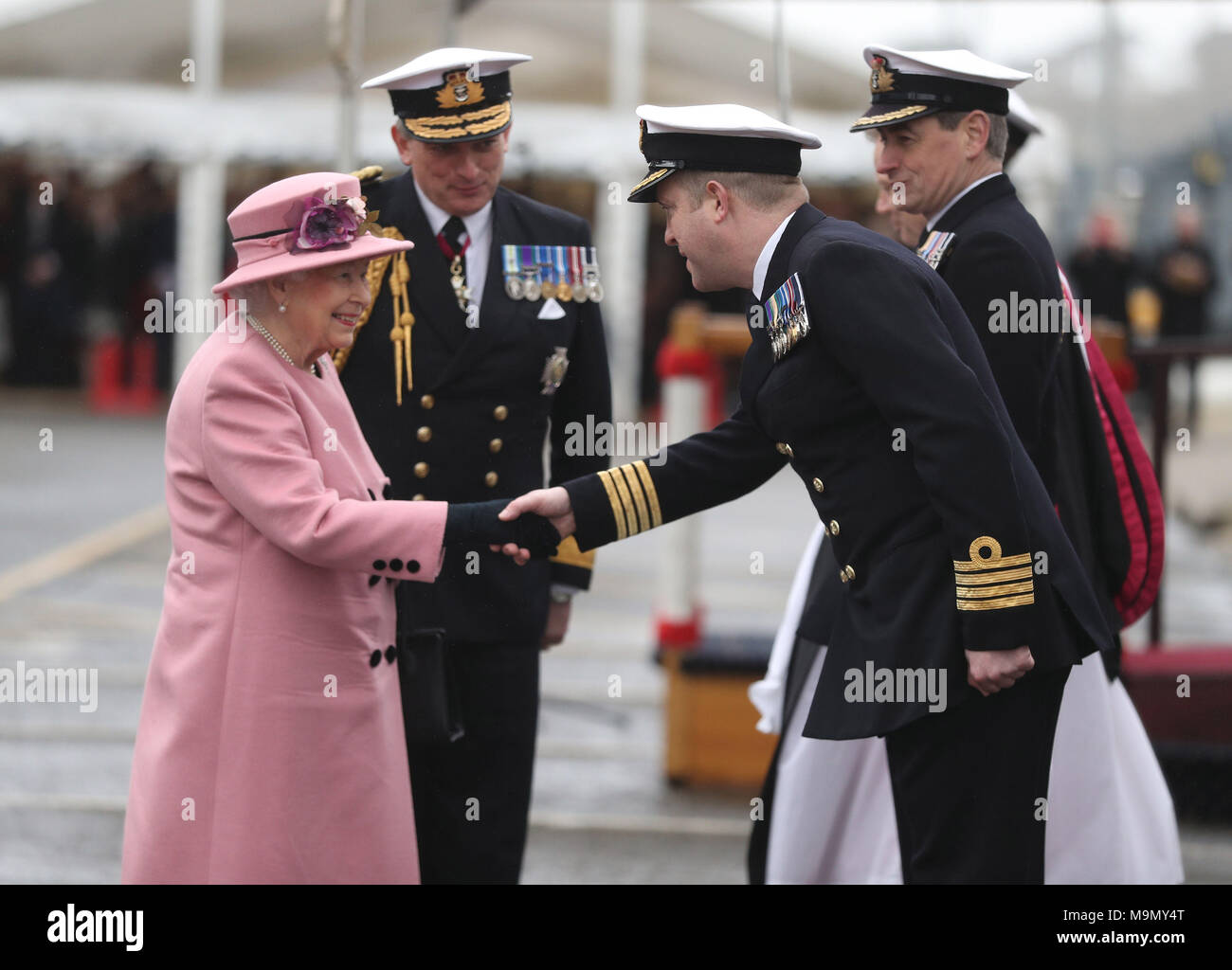 Queen Elizabeth II with First Sea Lord Admiral Sir Philip Jones (2nd ...