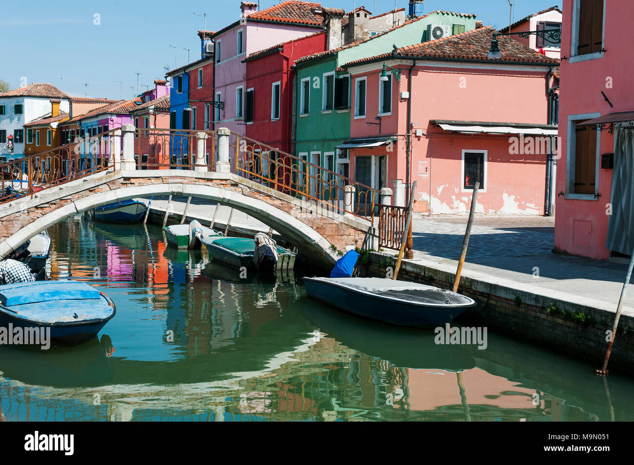 Burano island, Venice, Italy - beautiful view of canal, colorful houses ...