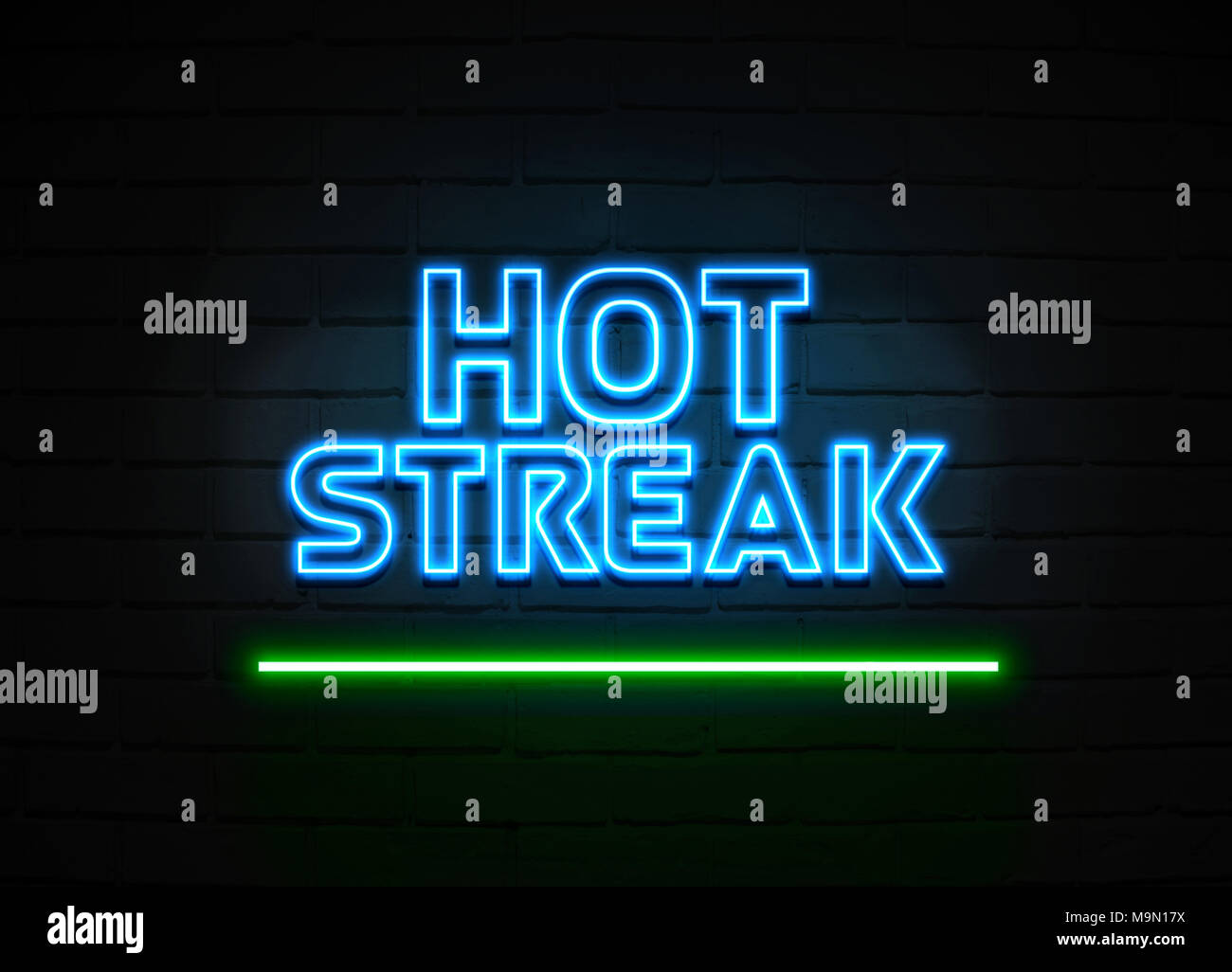 Hot Streak neon sign - Glowing Neon Sign on brickwall wall - 3D ...
