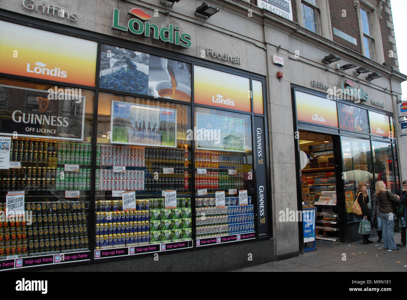 A shop window display of various brands of alcohol in Dublin in ...