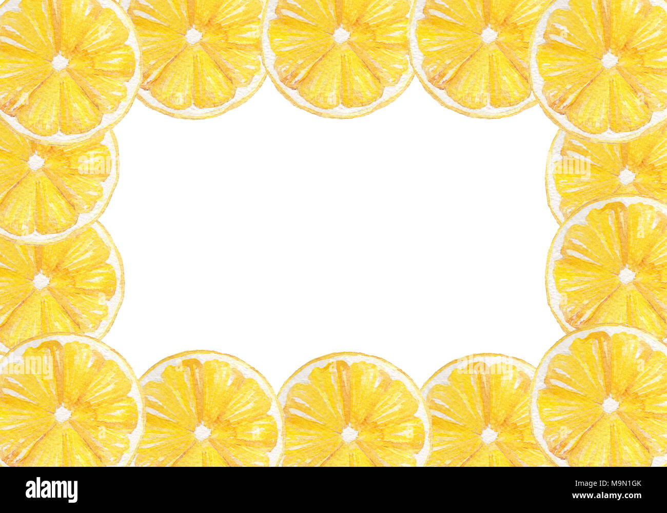 Hand drawn watercolor lemon fruit frame border. Perfect for wedding ...