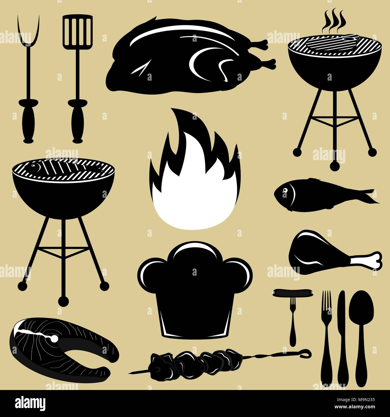 Set icons barbecue grill Stock Vector Image & Art - Alamy