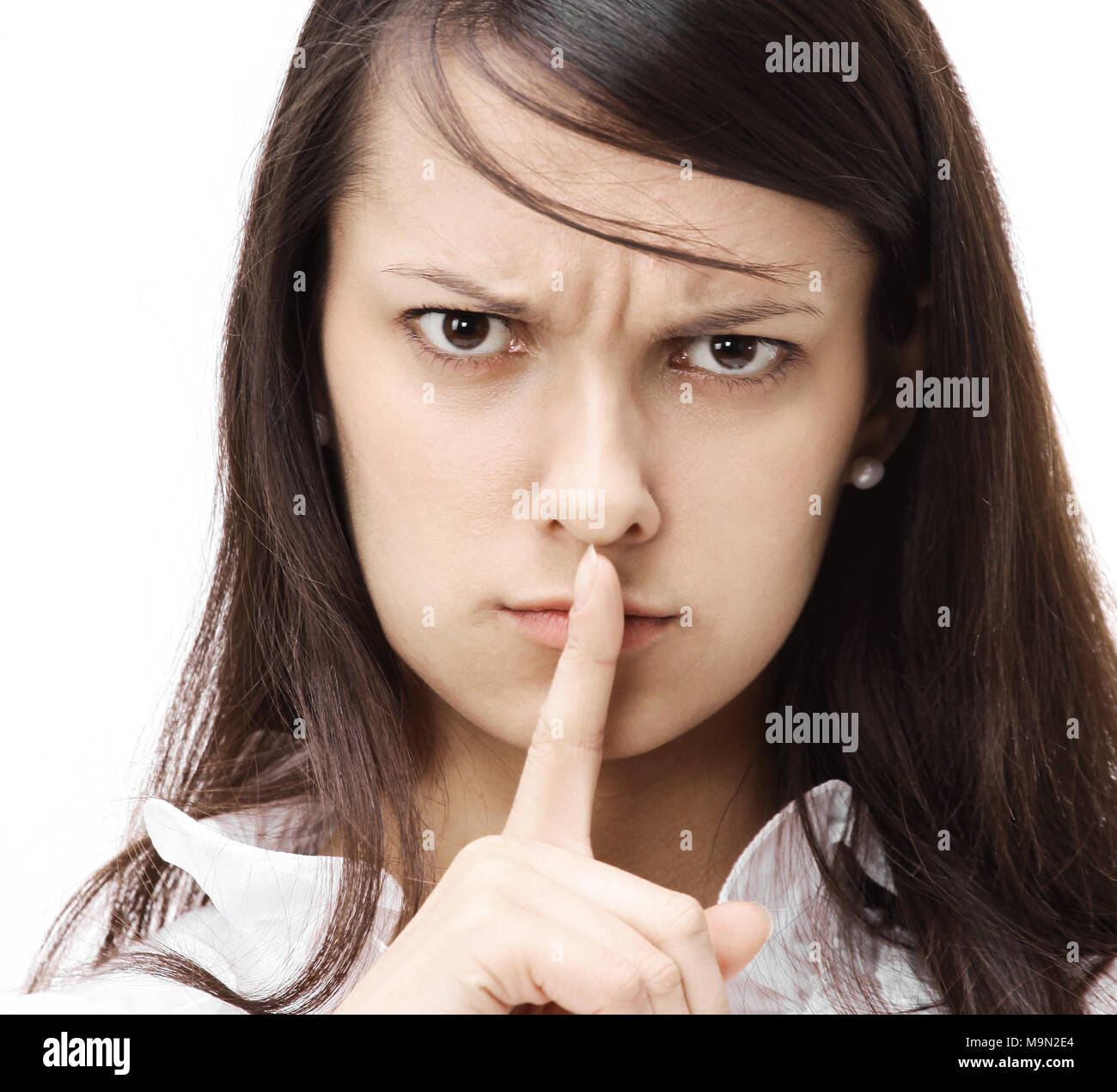 Woman touch lips finger hi-res stock photography and images - Alamy