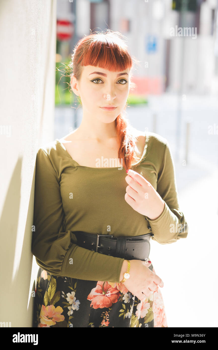 young woman beautiful outdoor posing looking camera - blogger ...