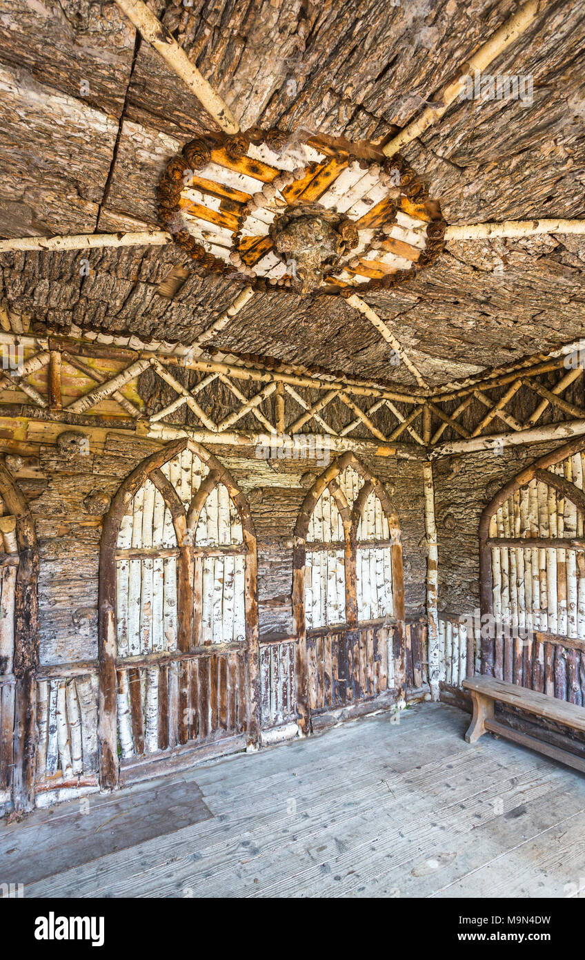 Interior of the Swiss Seat, an unusual restored silver birch wooden ... Interior of the Swiss Seat, an unusual restored silver birch wooden ...