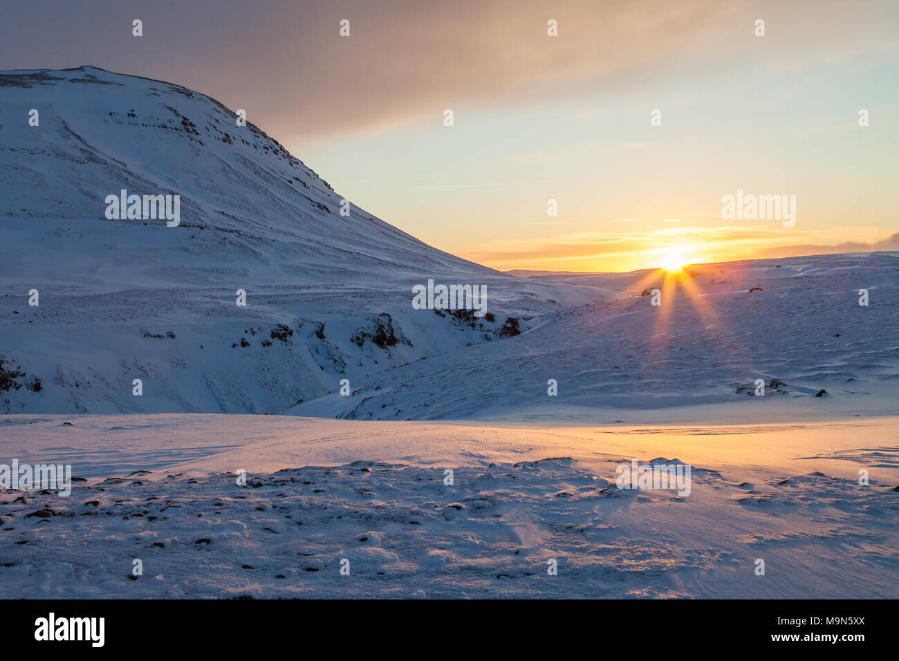Beautiful sunrise landscape over snow hi-res stock photography and ...
