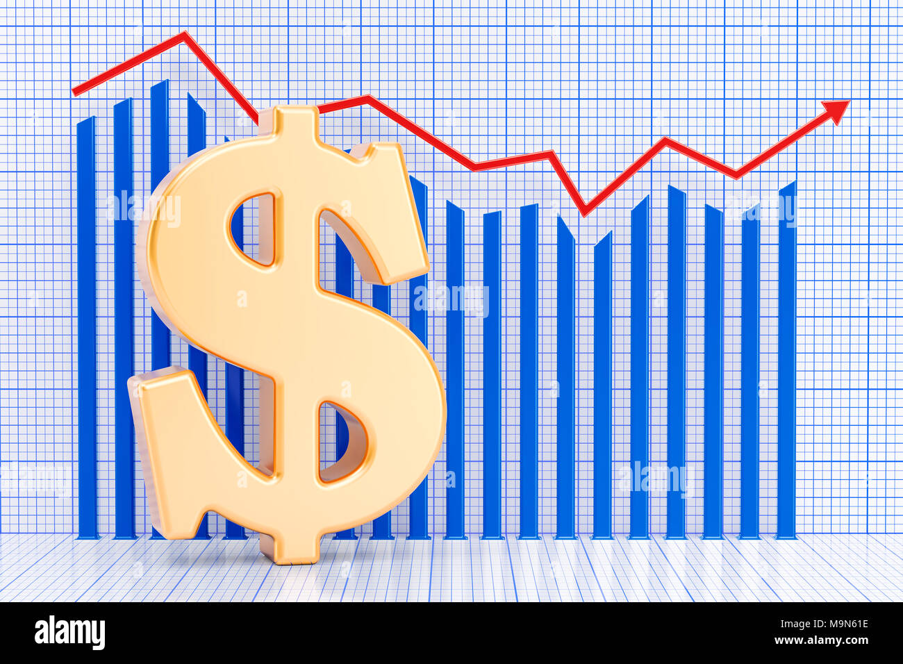Dollar symbol with growing chart. 3D rendering Stock Photo - Alamy
