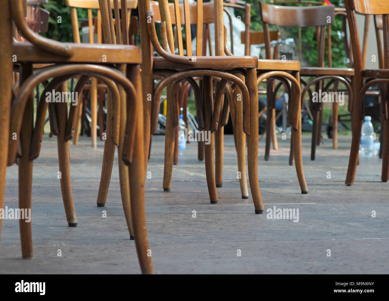 wooden chairs in performance space Stock Photo - Alamy