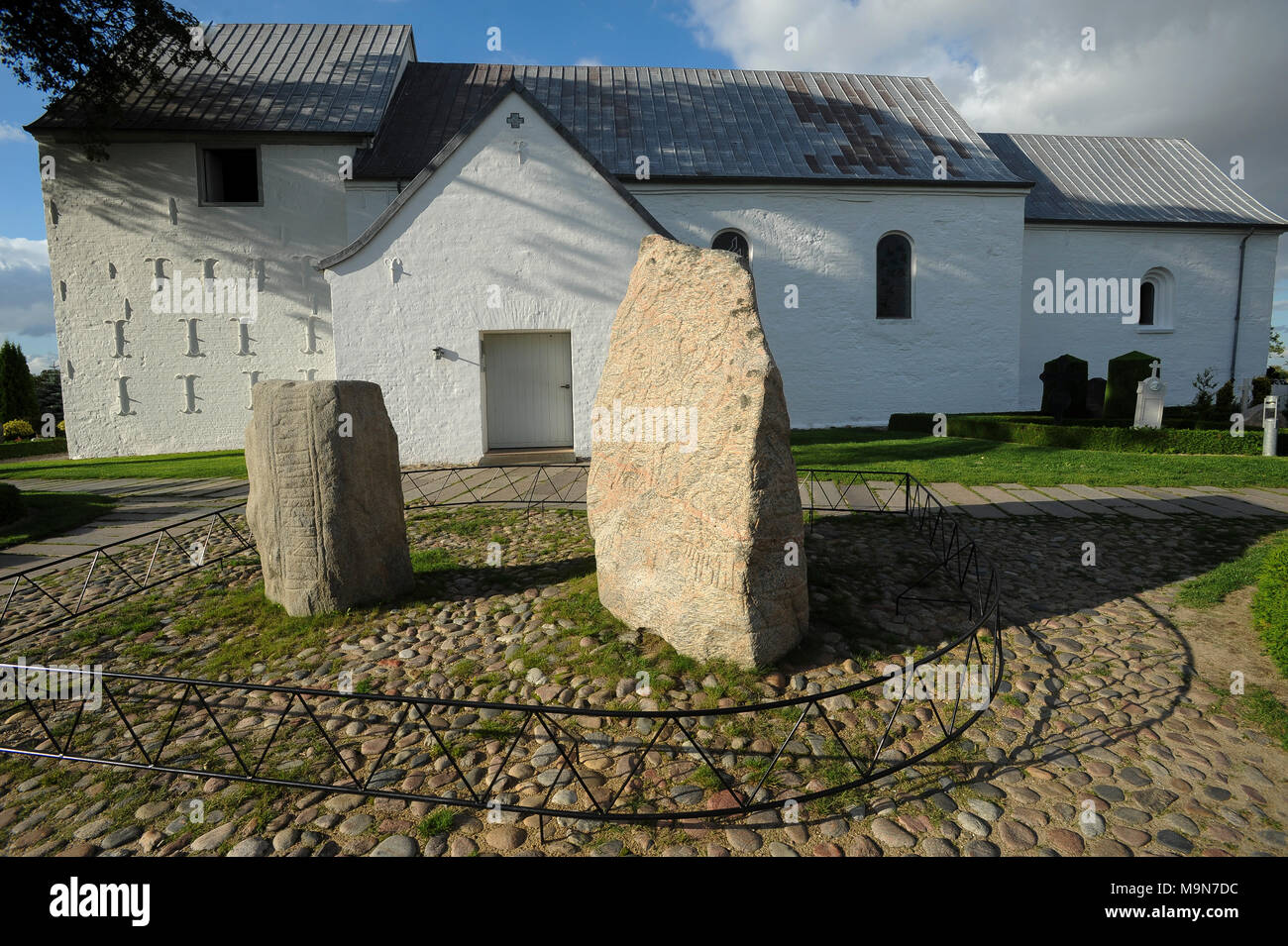 Massive carved runestones Jellingstenene (Jelling stones) from X ...