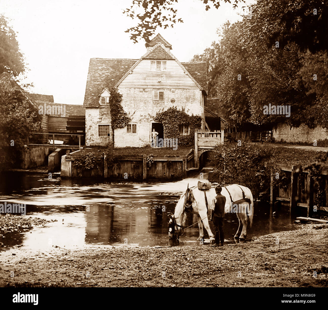 Mapledurham Watermill, Victorian period Stock Photo - Alamy