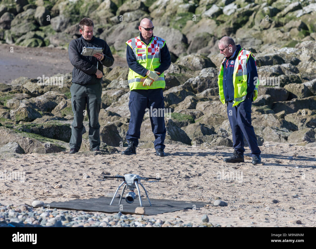 Lancashire Fire and Rescue Air Support Unit testing a drone (UAV) over ...
