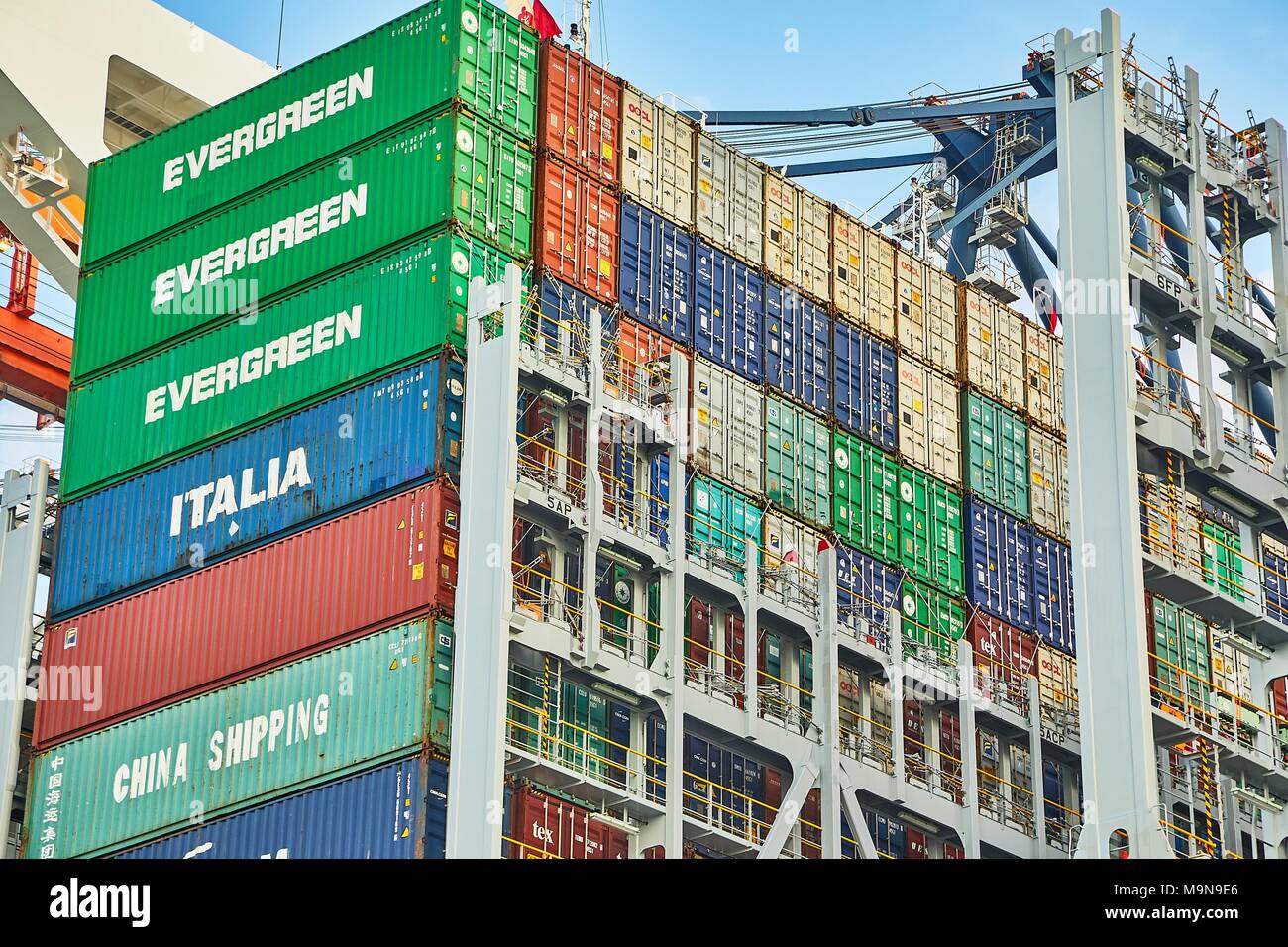 Stacked Cargo Containers Stock Photo - Alamy