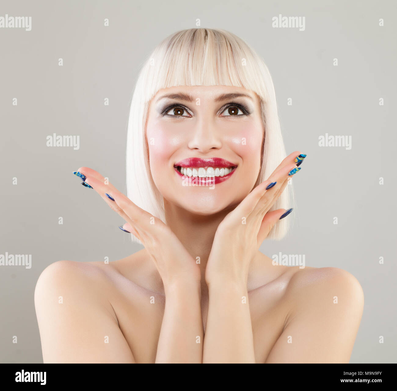 Young Female Face. Healthy Woman Smiling Stock Photo - Alamy