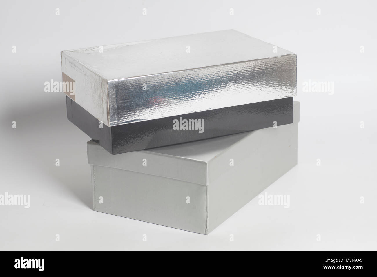 Blank Gray and Silver box containers on White background Stock Photo ...