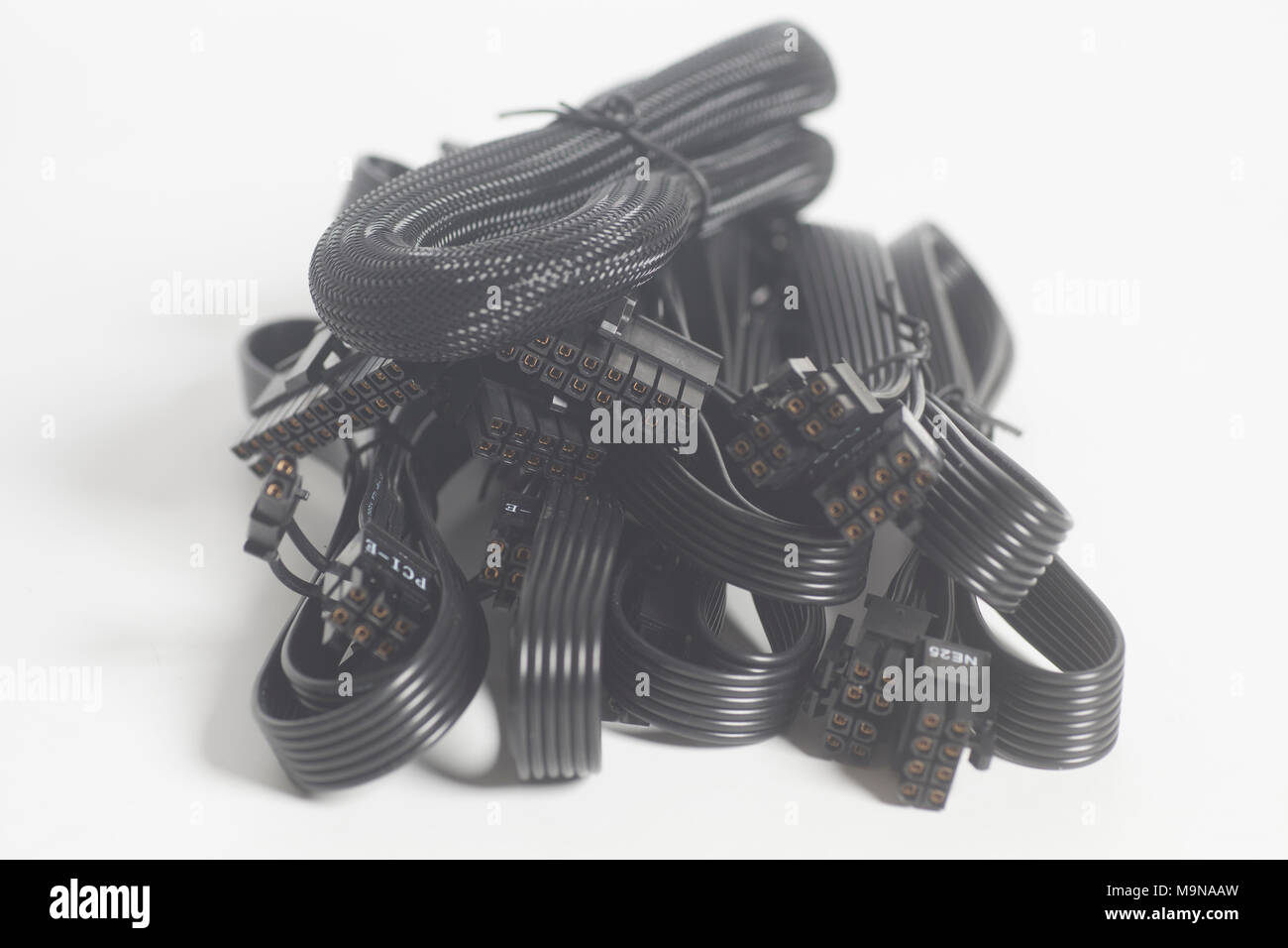 Computer Power Supply Cable on white background Stock Photo - Alamy